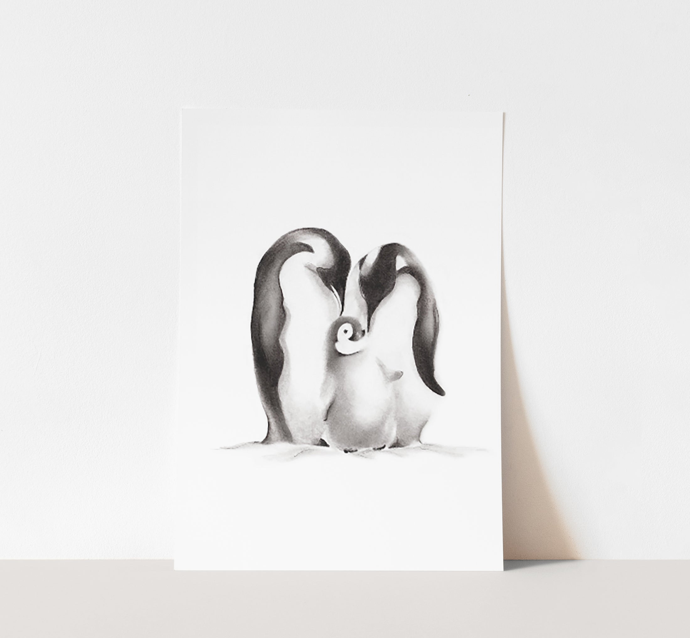 Penguin Family Drawing Print – Studio Q - Art by Nicky Quartermaine Scott